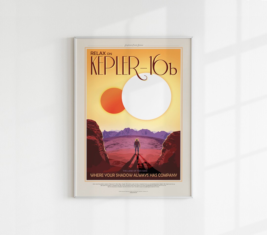 NASA JPL Travel Poster Kepler-16b Home Decor Art Deco Retro Sci-fi ...