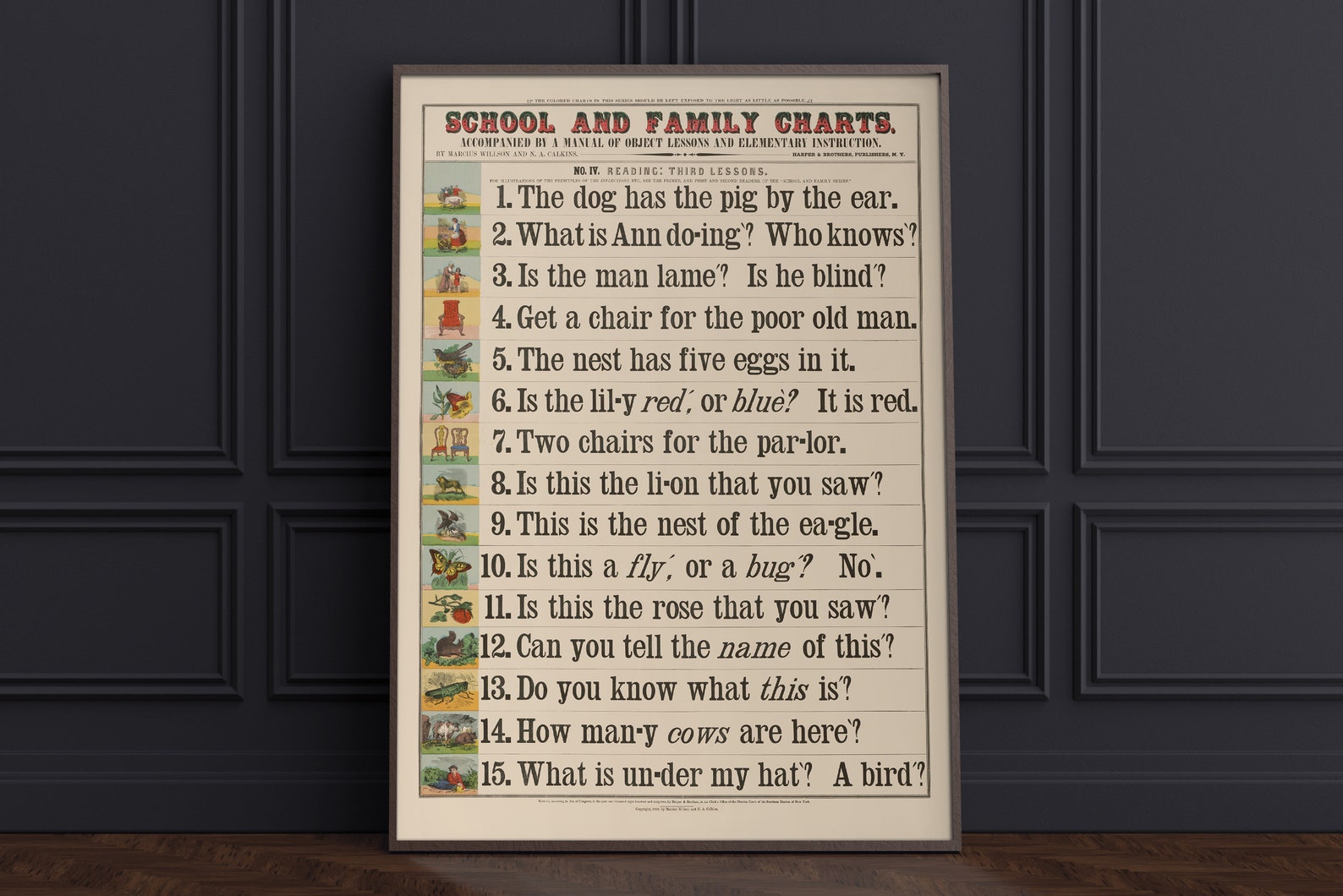 Educational Poster, School & Family Charts No IV. Reading Third Lessons ...