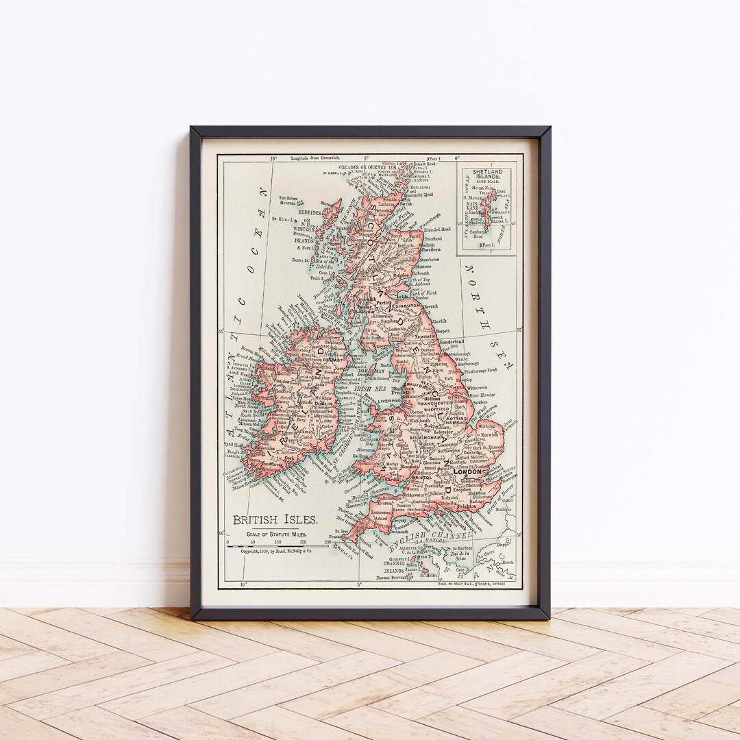 Cartographic Map of the British Isles, Large UK Historical Map Poster ...