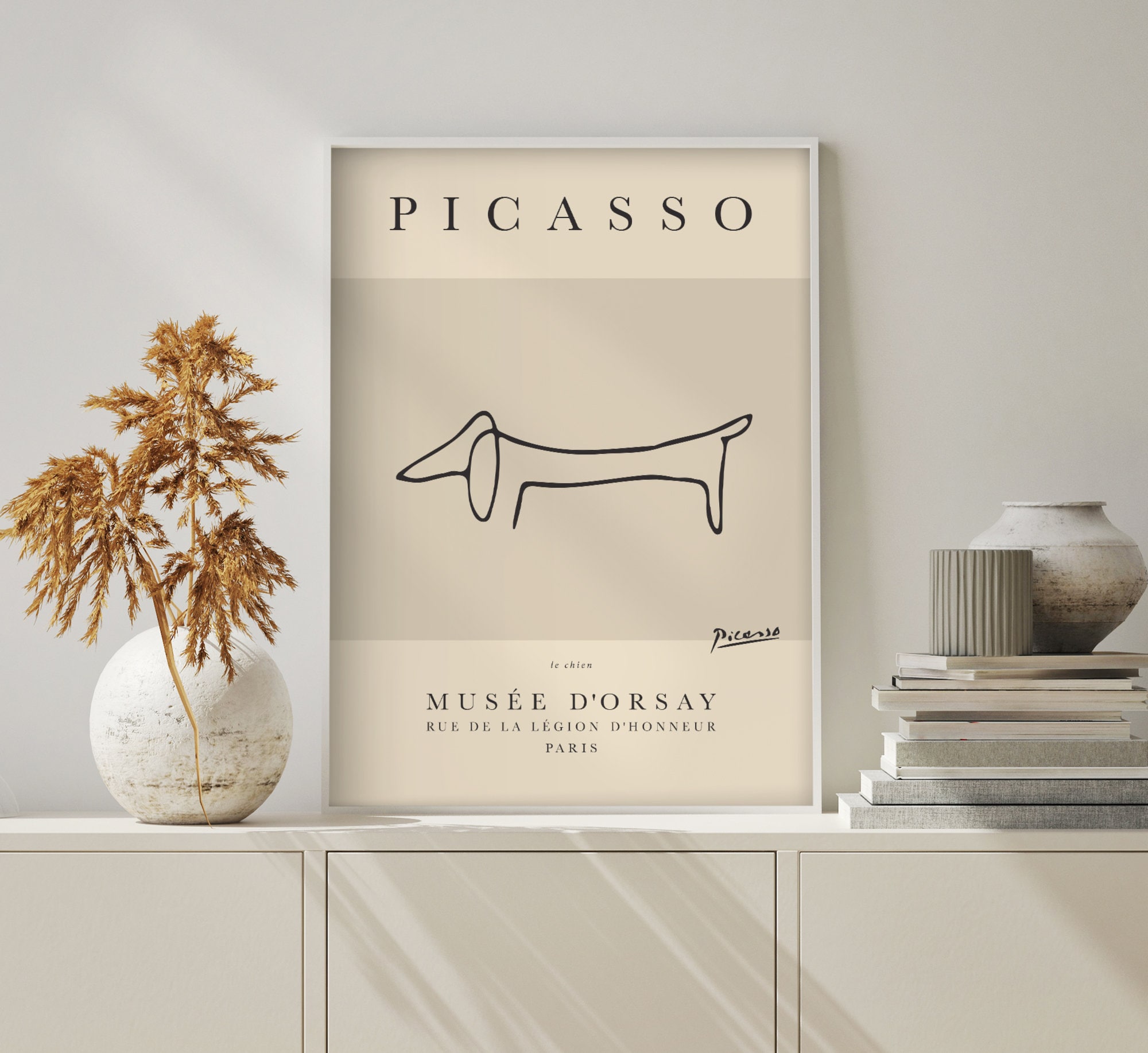 Picasso Dog Line Art Print, Minimalist Picasso Exhibition Poster ...
