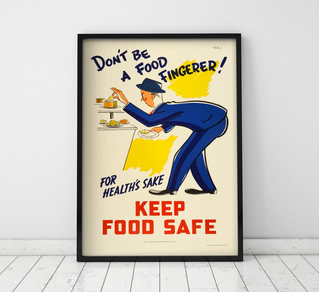 Kitchen Wall Art, Quirky Vintage Poster, Cafe Wall Decor, Funny Food ...