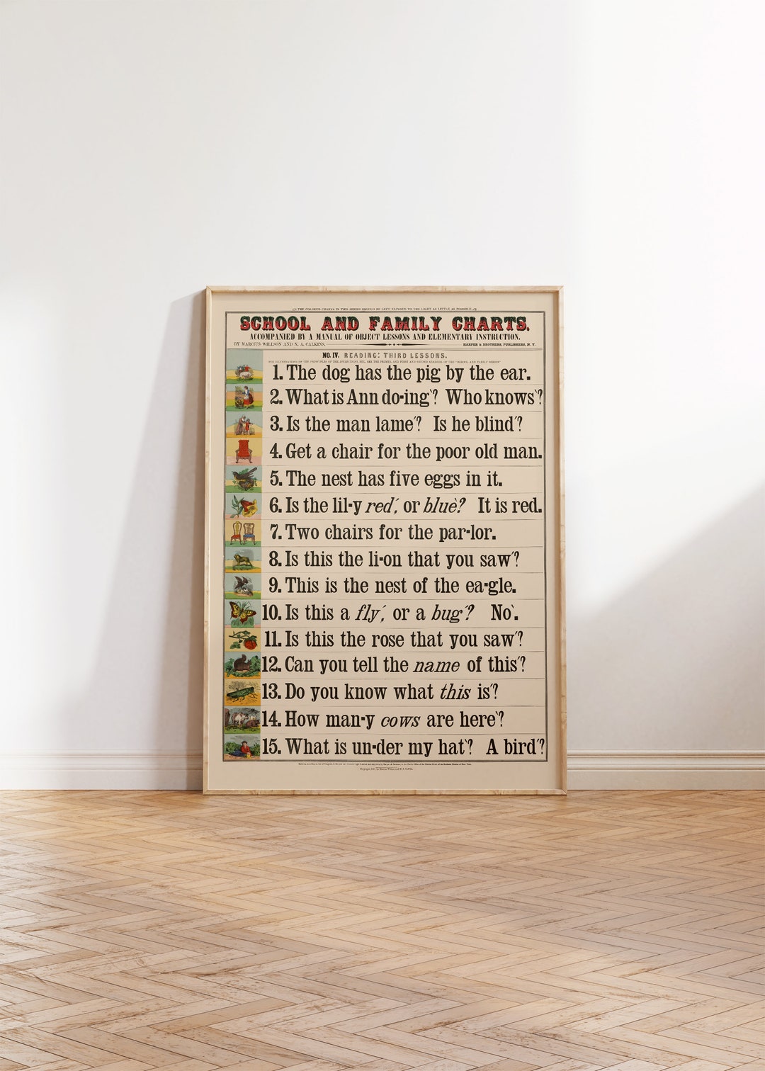 Educational Poster, School & Family Charts No IV. Reading Third Lessons ...