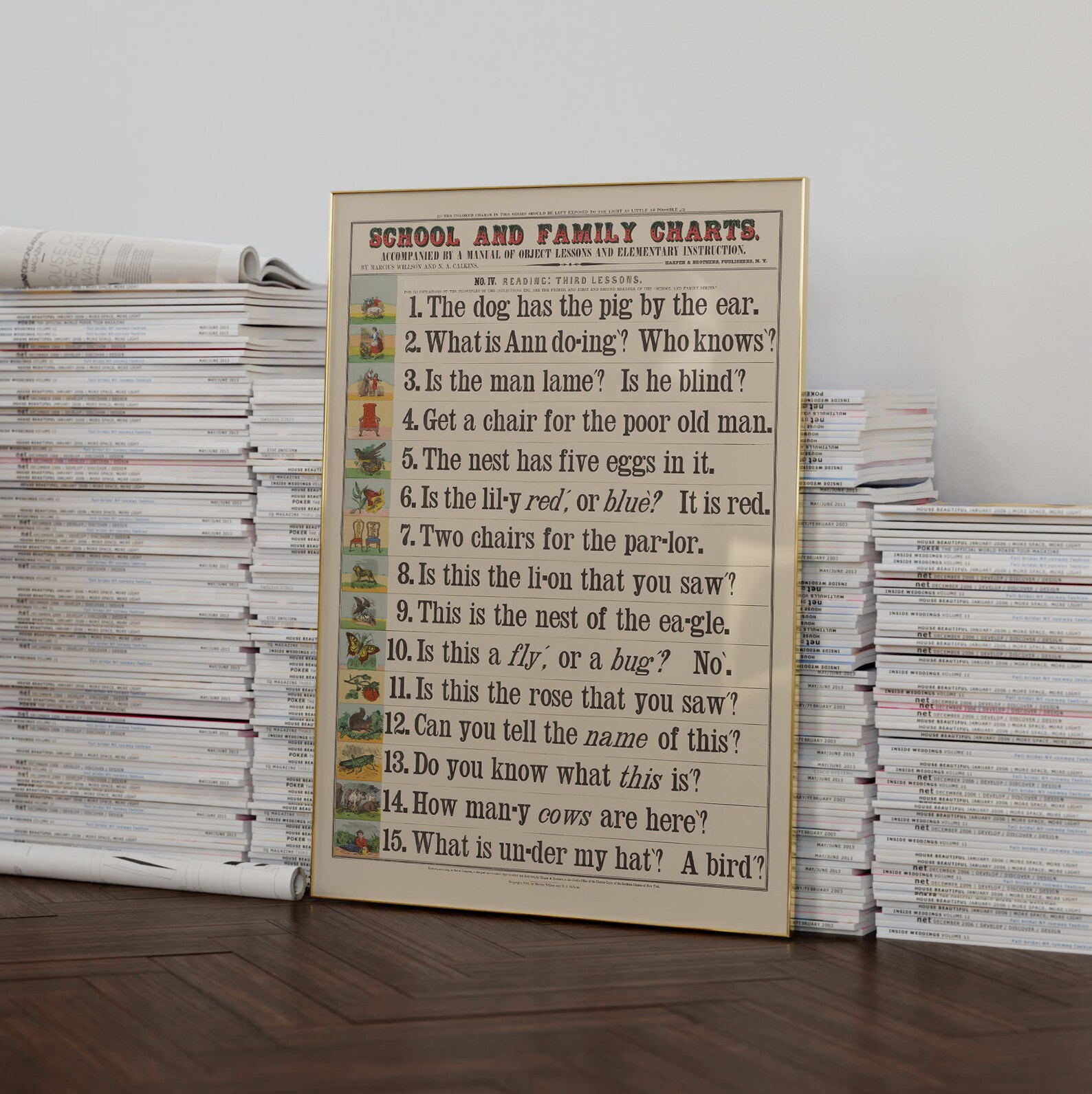 Educational Poster, School & Family Charts No IV. Reading Third Lessons ...