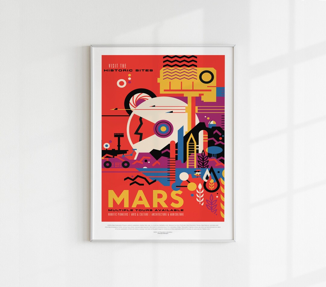 Space Enthusiast Travel Poster for Sci-fi Fans, NASA Mars Exploration ...