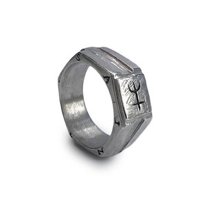Sumerian Cross Ring, Sumerian Jewelry, Carved Ring, Signet Ring, Manly ...