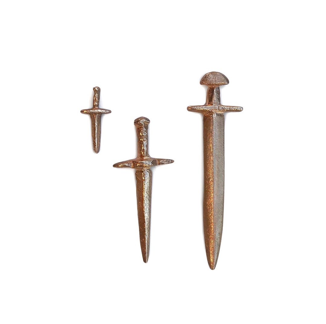Hand Carved Brass Dagger Pins for Tie Tack Lapel Pin, Viking Themed ...