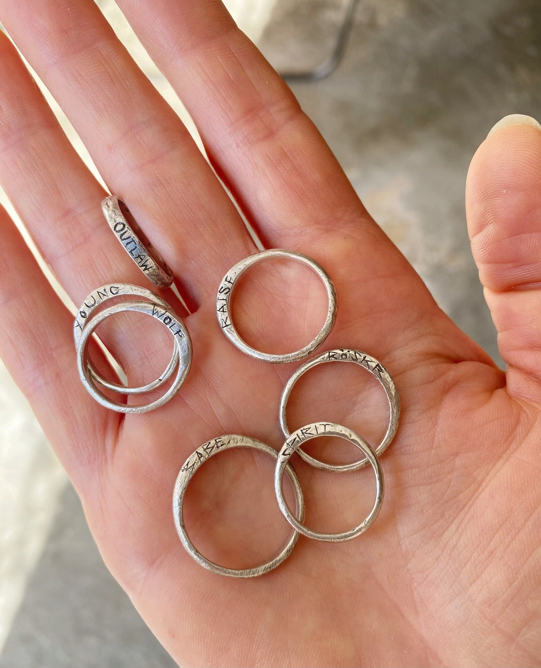 Silver Icelandic Stacking Rings: Personalized, Protection, Raise Hell ...