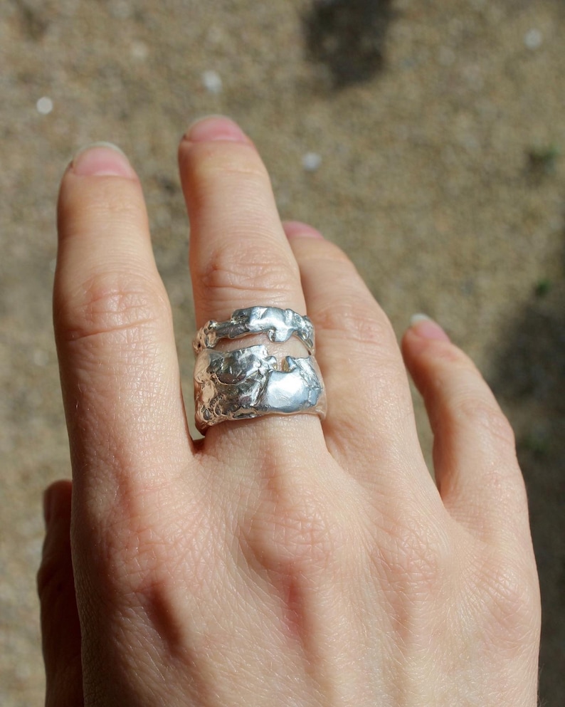 Large Hand-carved Freeform Rings in Silver or Bronze, the “thalia” Ring - Etsy
