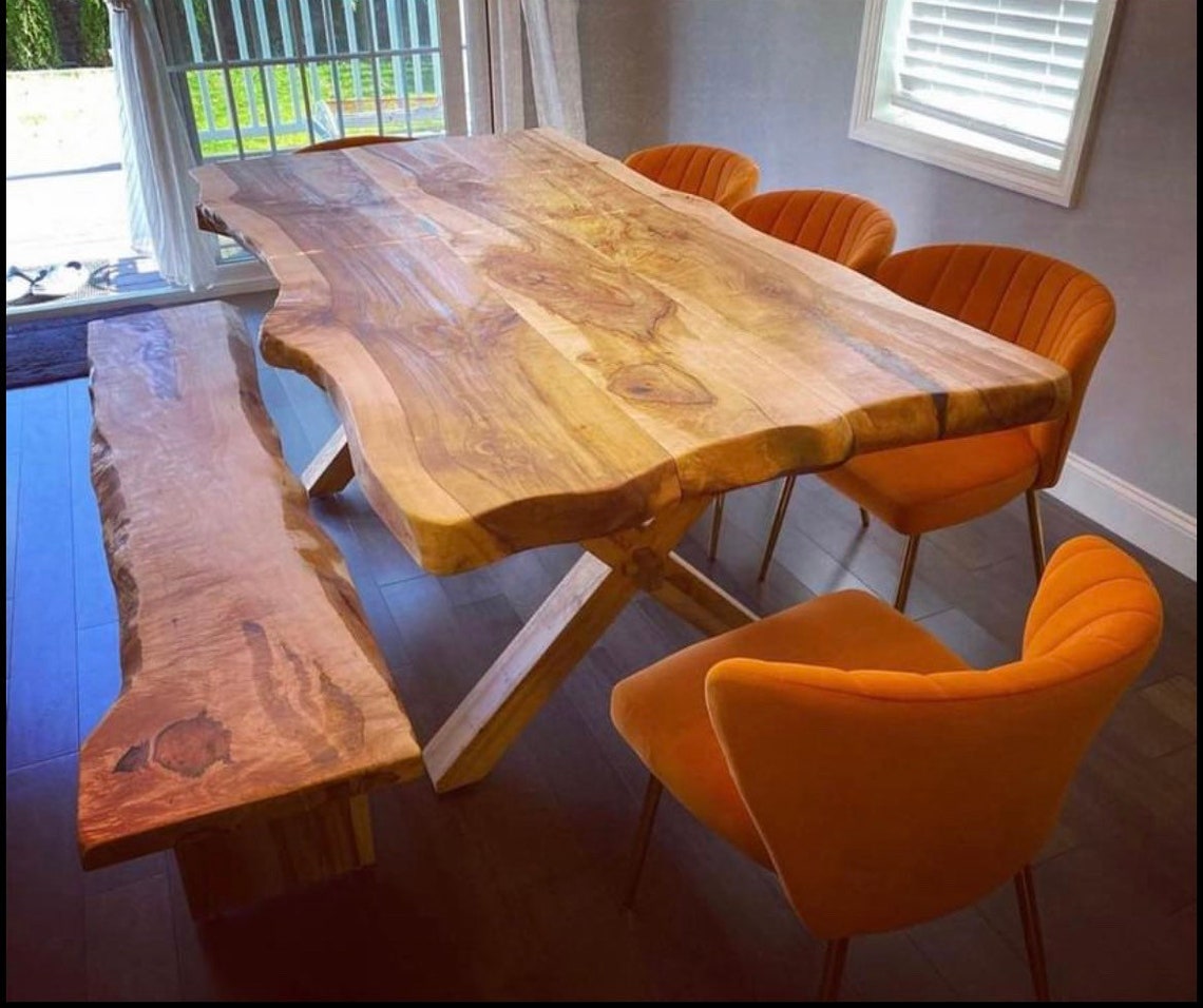 Live Edge Dining Table and Bench - Etsy