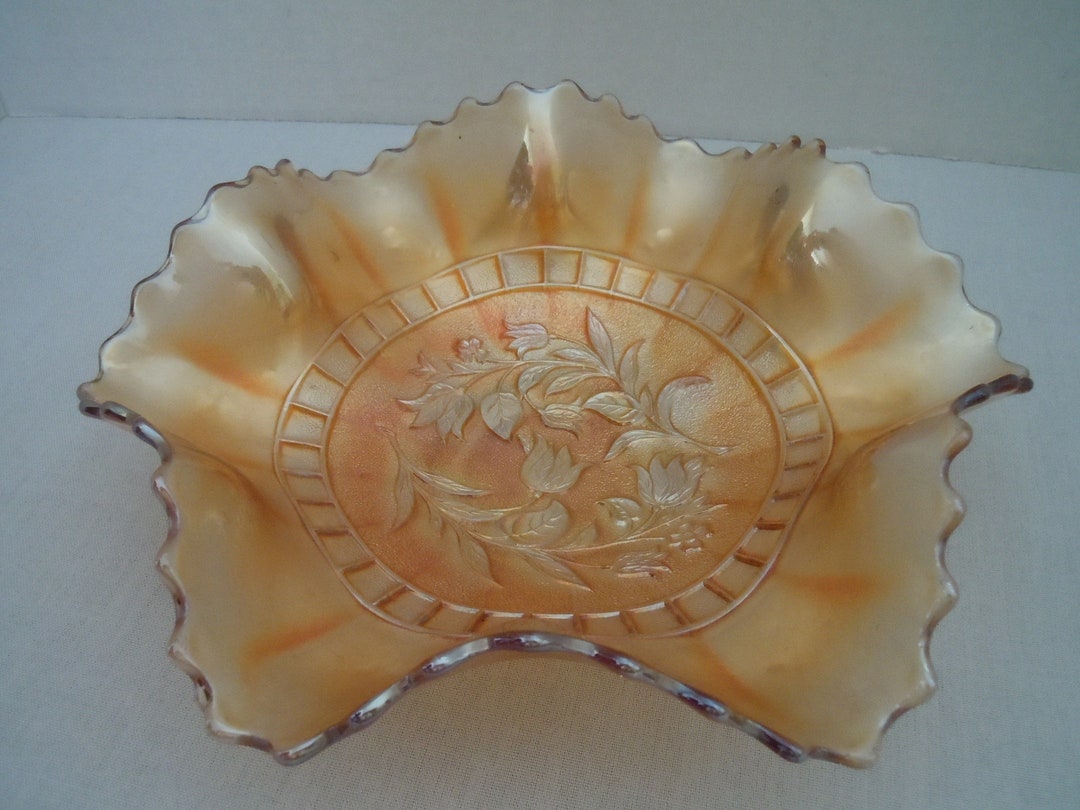 Vintage Carnival Glass Bowl Dugan Glass Co Art Glass - Etsy