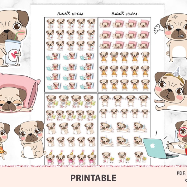 Pug Sticker Pack - Etsy