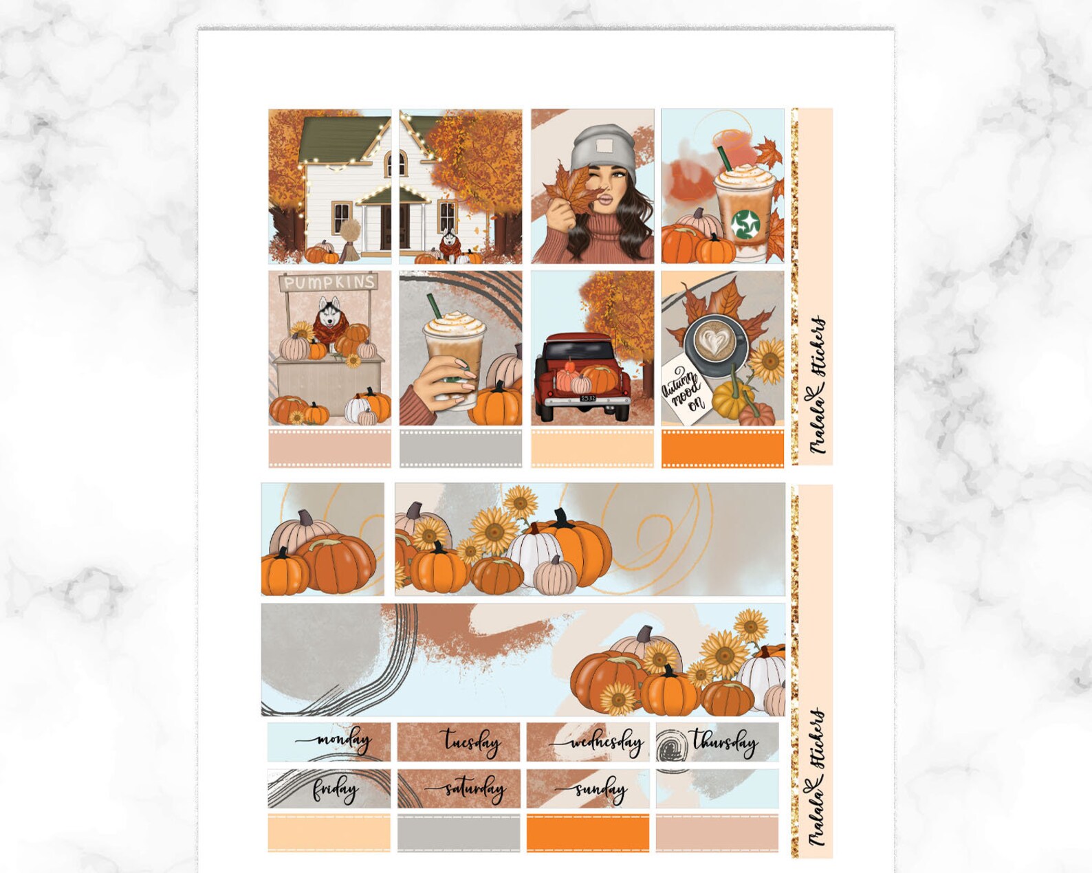 Fall Printable Planner Stickers Erin Condren Weekly Kit Fall - Etsy