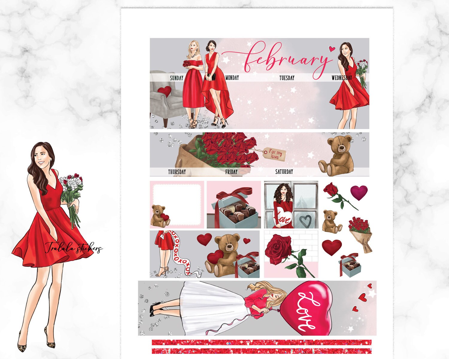 FEBRUARY MONTHLY kit printable Erin Condren Valentines Day | Etsy