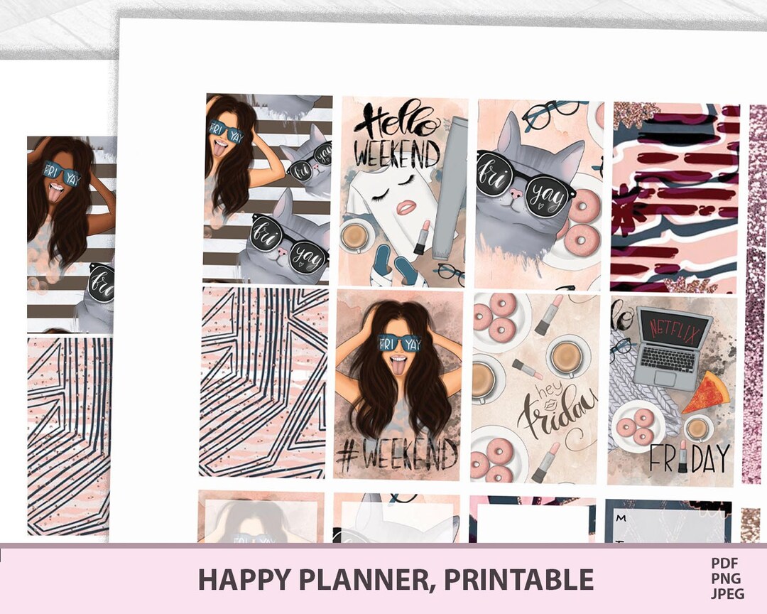 Printable Planner Stickers Hello Weekend for Happy Planner, Weekly ...