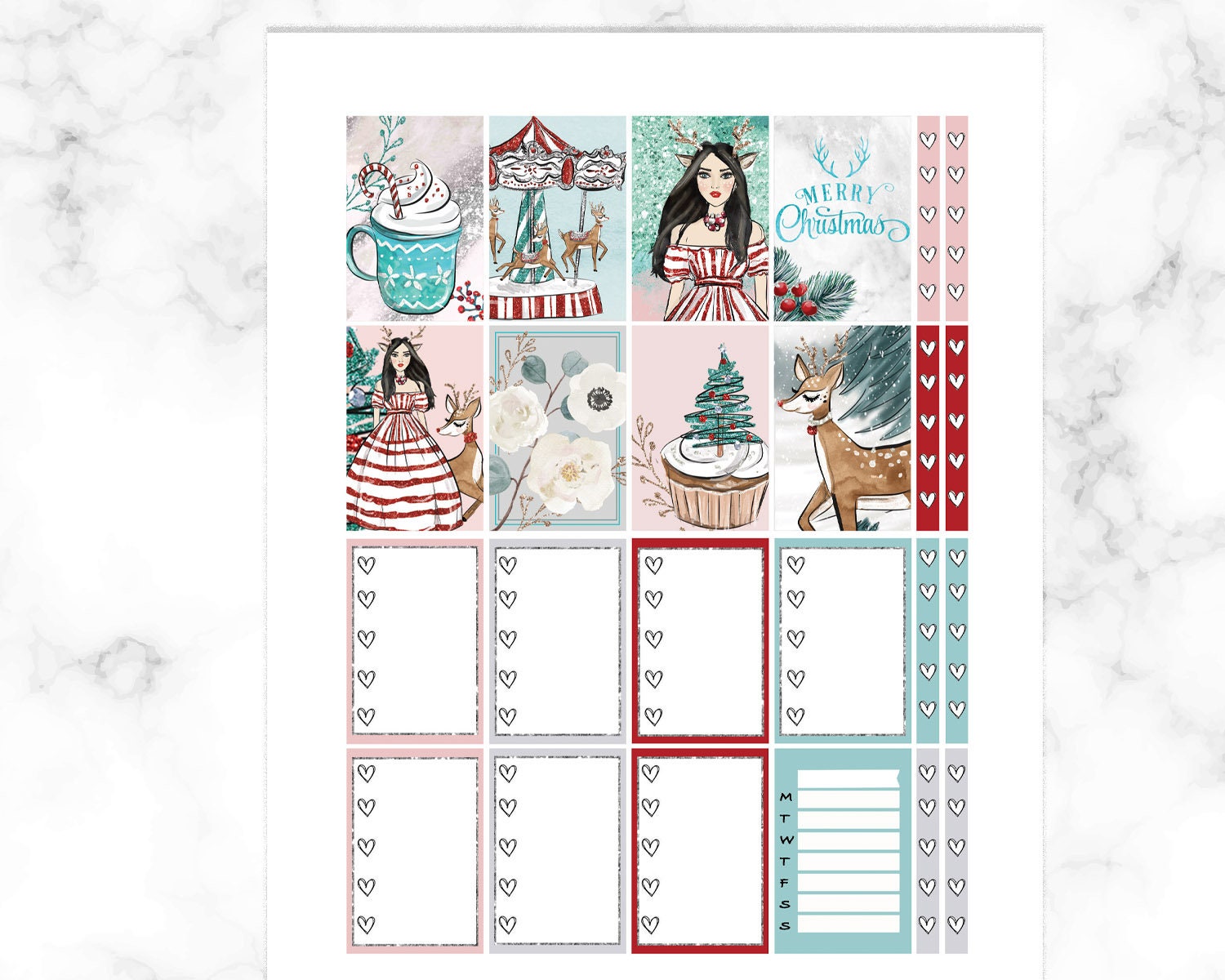 Merry Christmas Printable Happy Planner Stickers, MAMBI Stickers ...