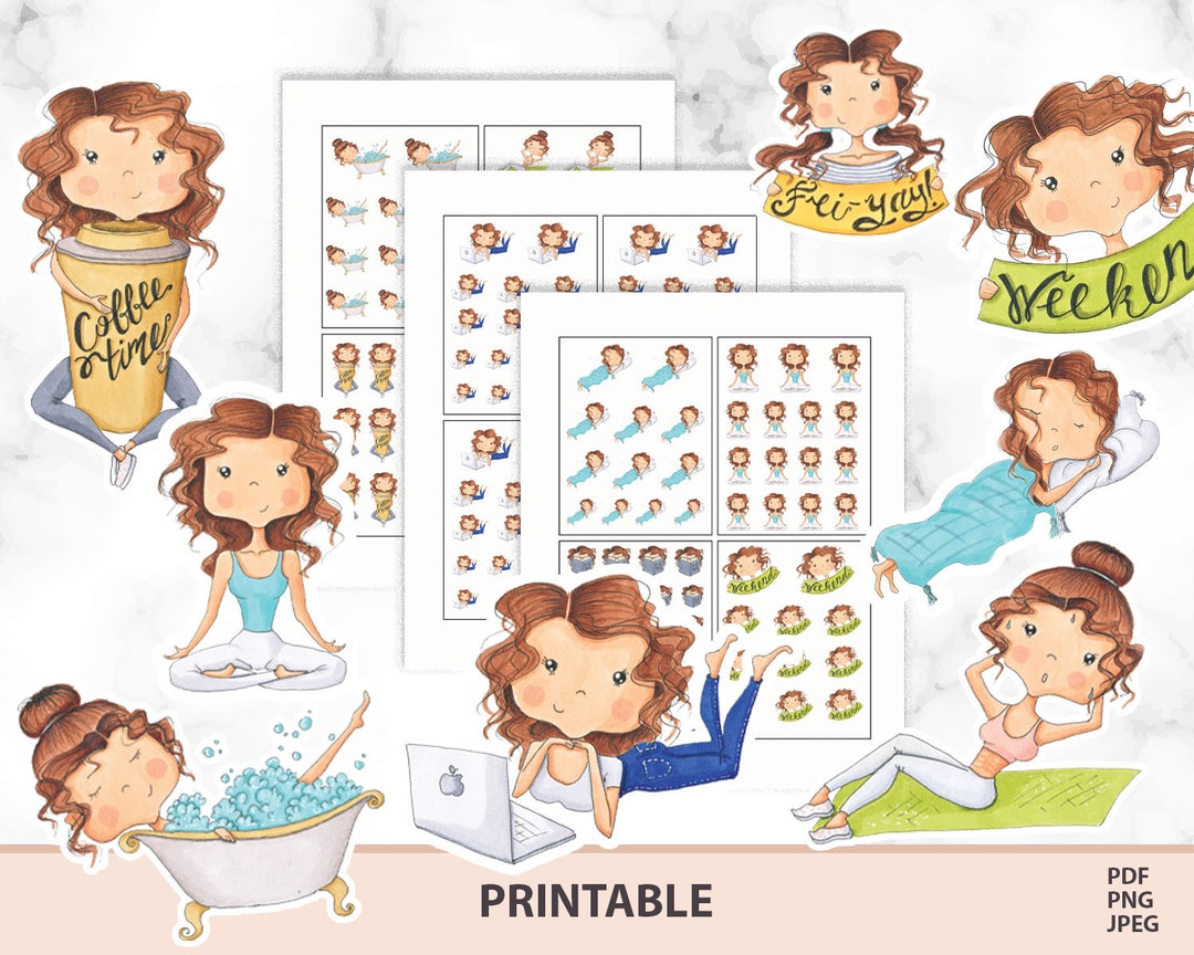 Self Care Printable Stickers for Planner. Gym Icons, Fitness, Workout ...