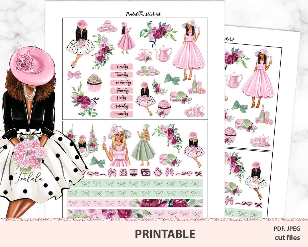 Tea Party Printable Planner Stickers, Downloadable Decorative Stickers ...