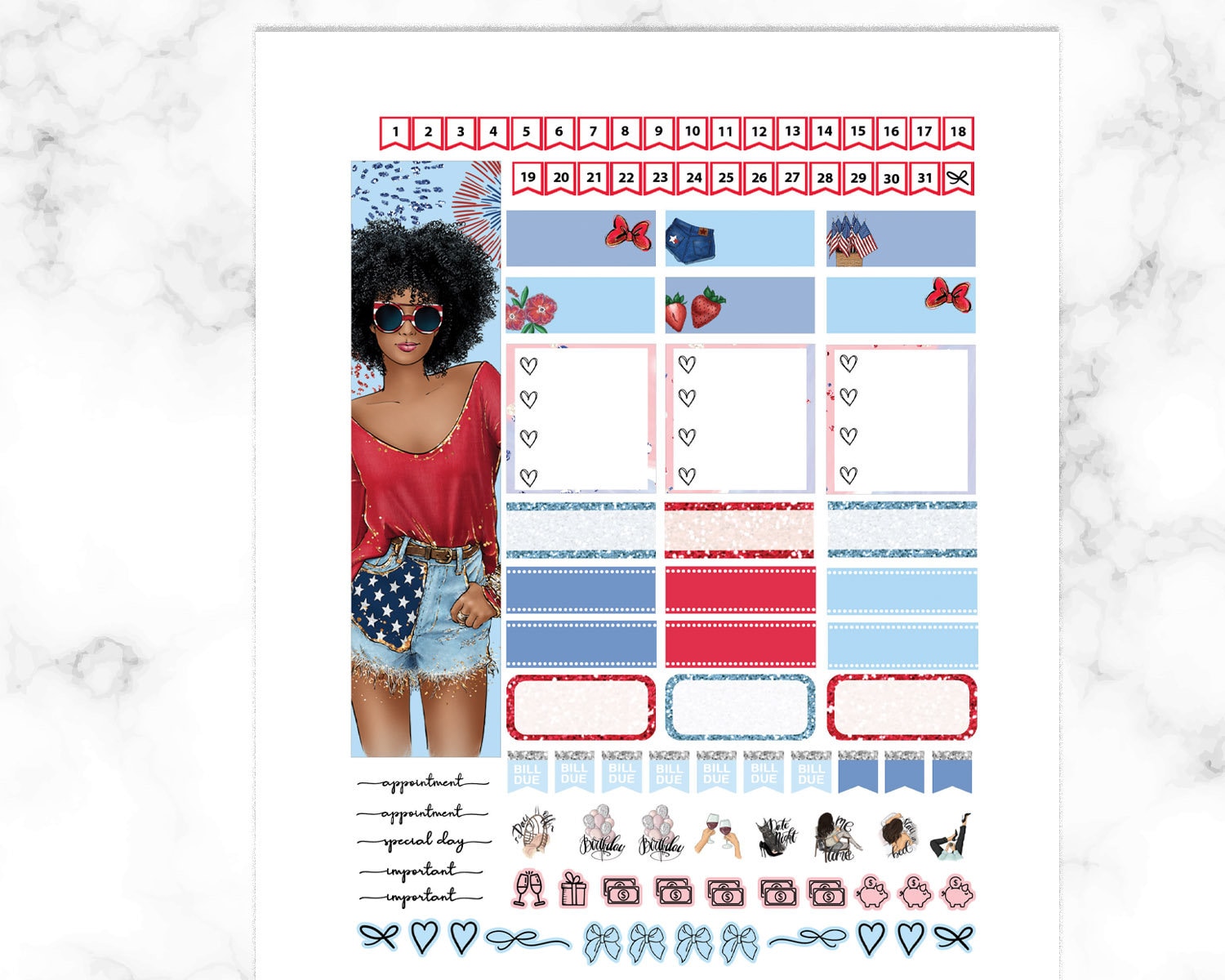 JULY HAPPY PLANNER Monthly Printable Kit Printable Monthly - Etsy