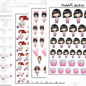 Easter Printable Stickers, Bunny Girls Stickers, Easter Eggs, Easter ...