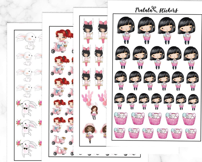 Easter Printable Stickers Bunny Girls Stickers Easter Eggs - Etsy