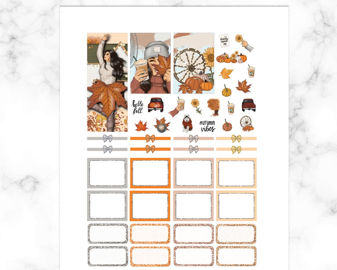 Fall Printable Planner Stickers Happy Planner Weekly Kit | Etsy