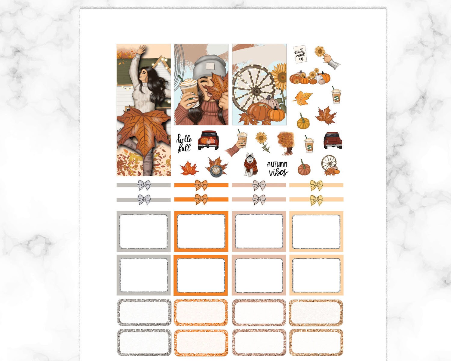 Fall Printable Planner Stickers, Happy Planner Weekly Kit, Fall Sticker ...
