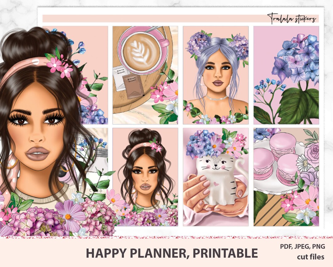 Flowers Printable Stickers, Happy Planner Stickers Printable, Spring ...