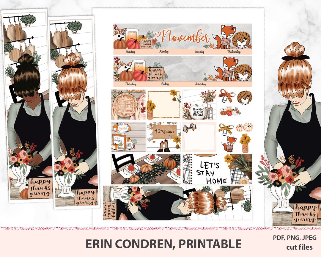 November Monthly Planner Kit Printable Erin Condren Life Planner ...
