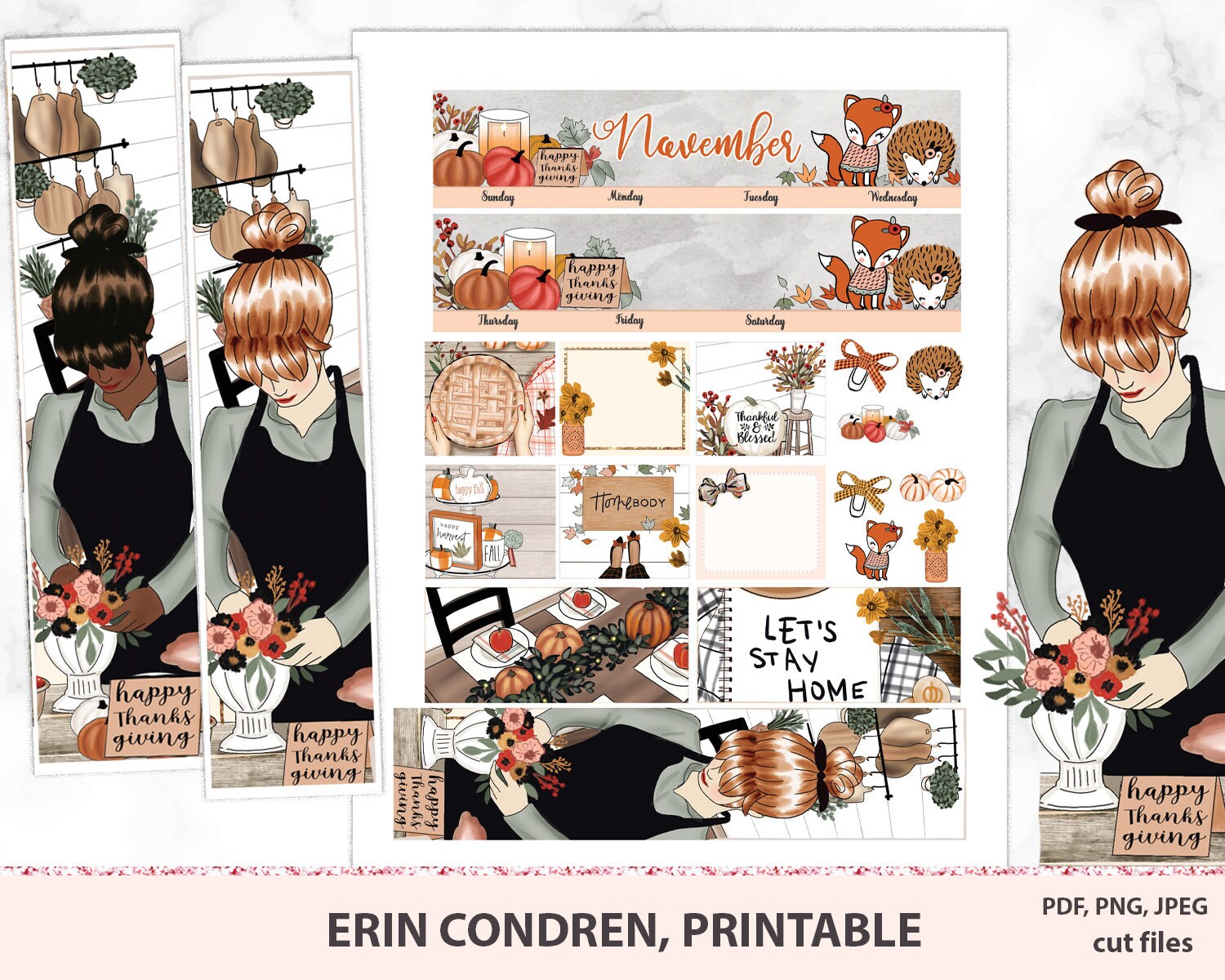 November Monthly Planner Kit Printable Erin Condren Life | Etsy