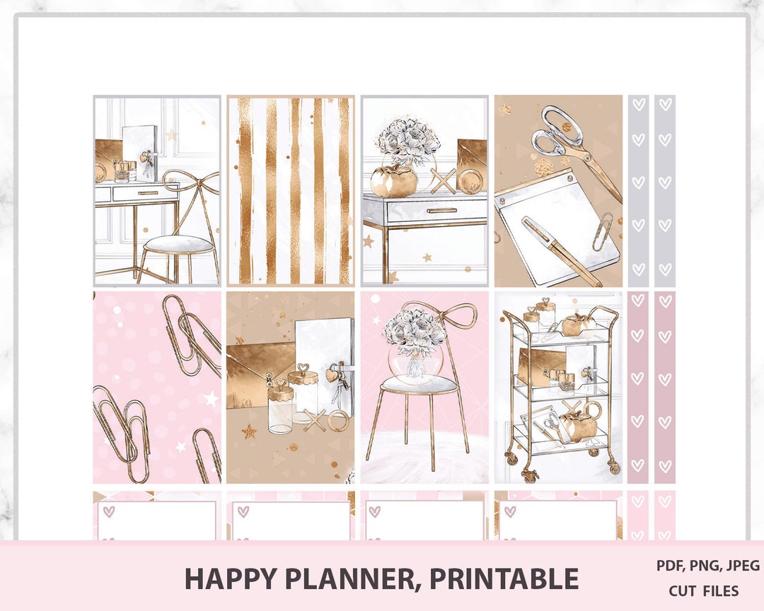 Gold Office Printable Planner Stickers Happy Planner Classic,stationary ...