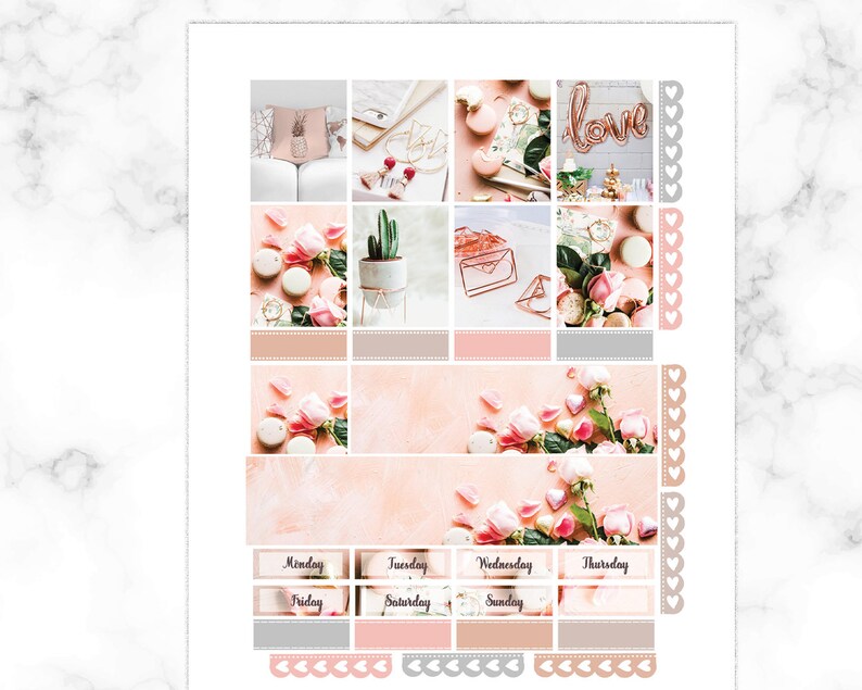 Pink Rose Gold and Marble Printable Stickers for Erin Condren - Etsy