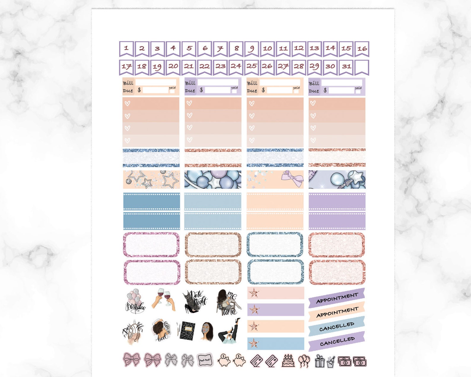 January Monthly Stickers 2021 Printable Monthly Kit Erin - Etsy