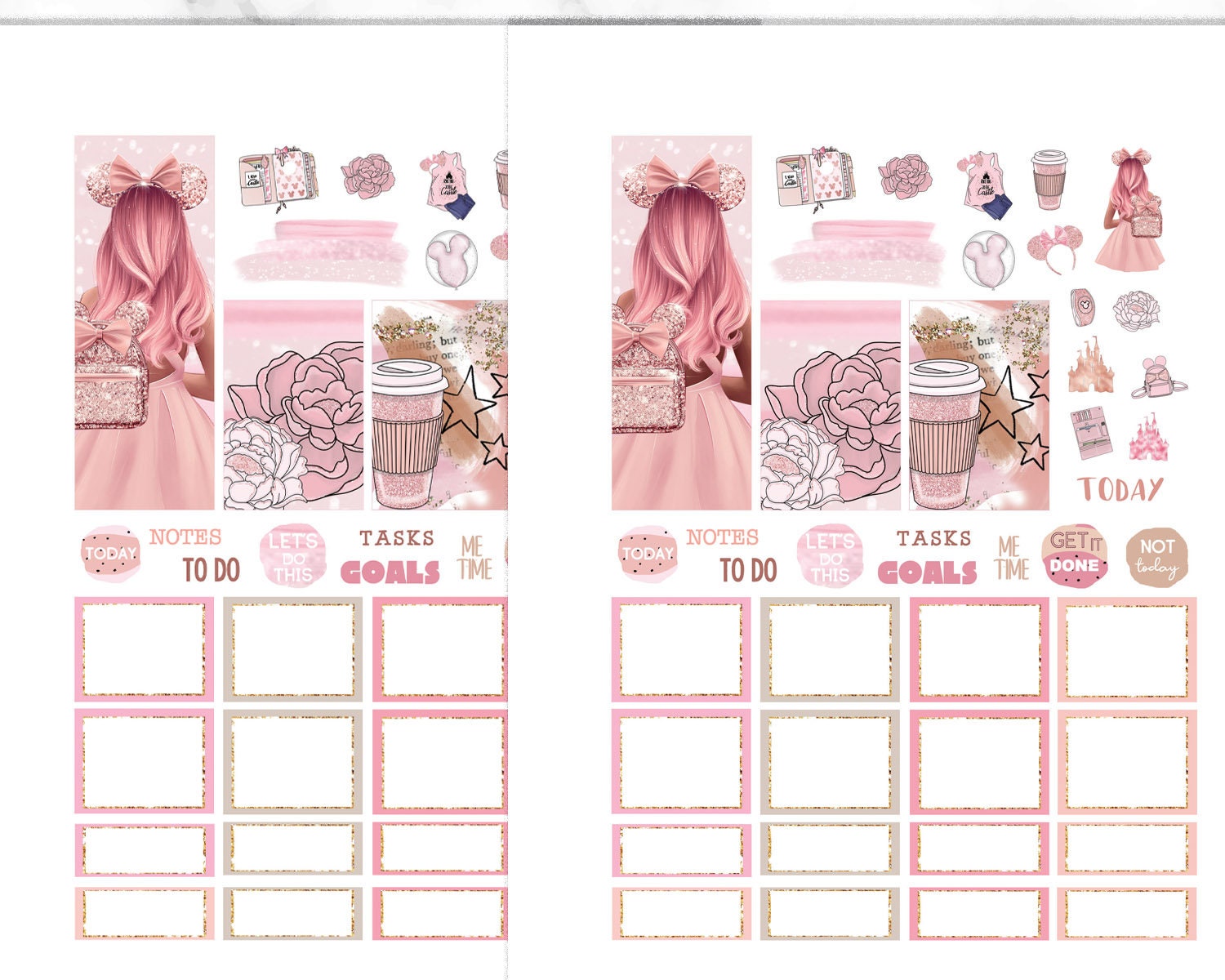 Weekly Sticker Kit Printable Happy Planner Stickers Pink | Etsy