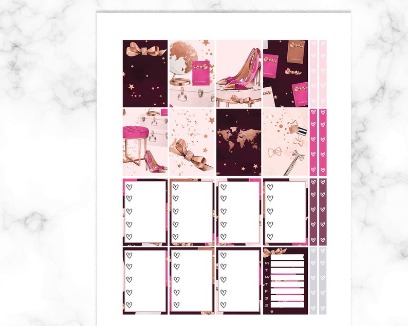 Rose gold Happy planner stickers printable MAMBI classic | Etsy