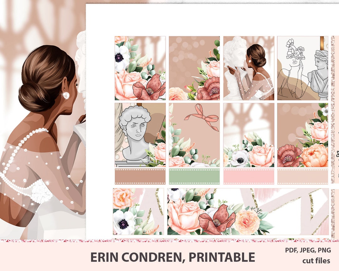 Floral Printable Stickers, Erin Condren Vertical Set, Spring Weekly ...