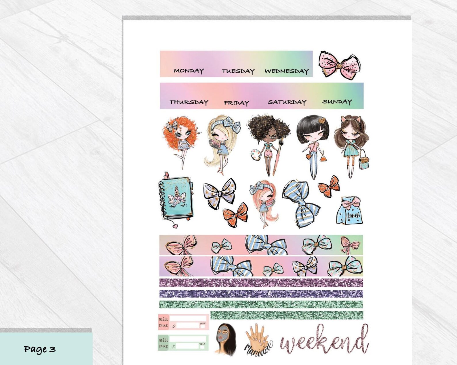Cute Girls Printable Planner Stickers for Use With Classic Happy ...