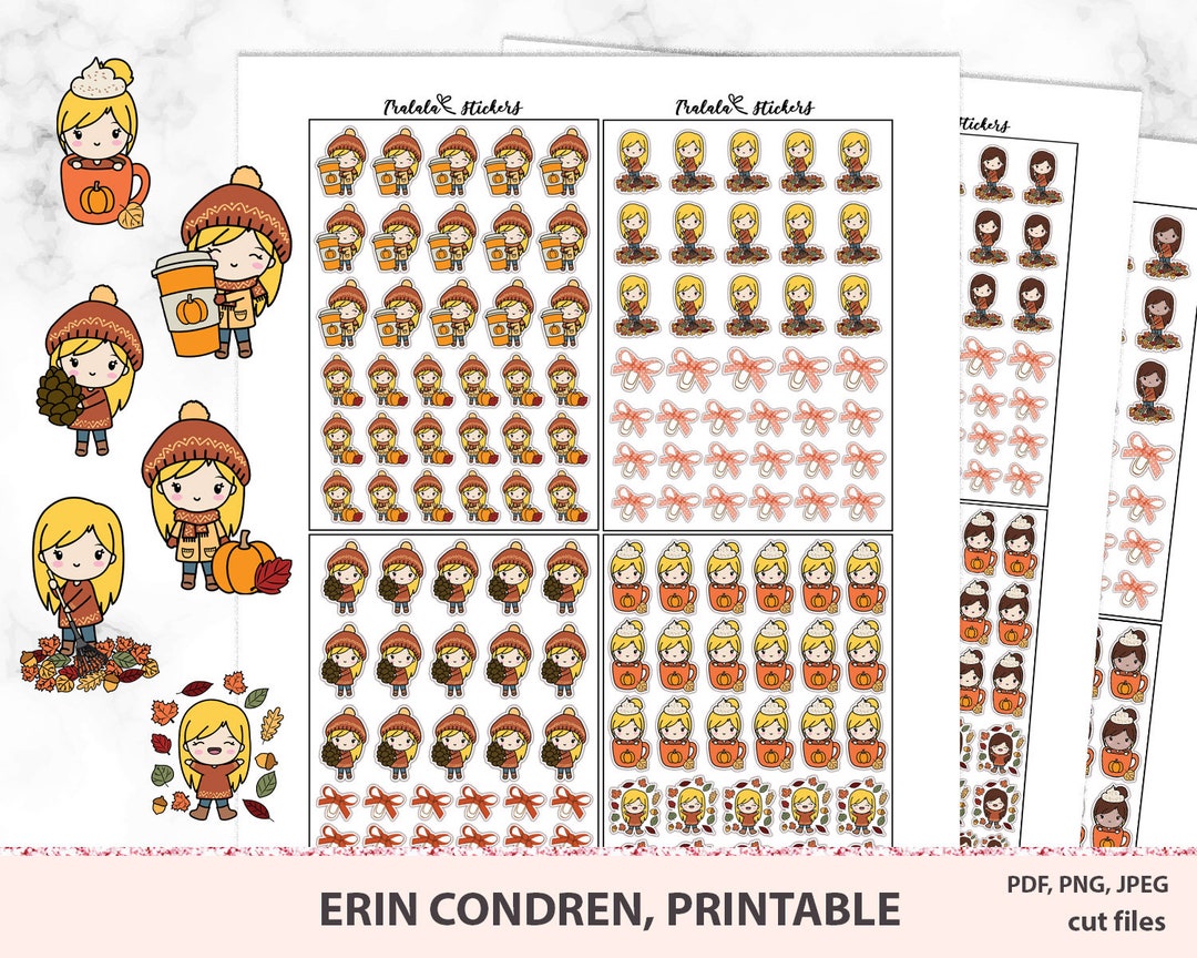 Fall Deco Stickers, Bullet Journal Printable Kit With Autumn Theme,cute ...
