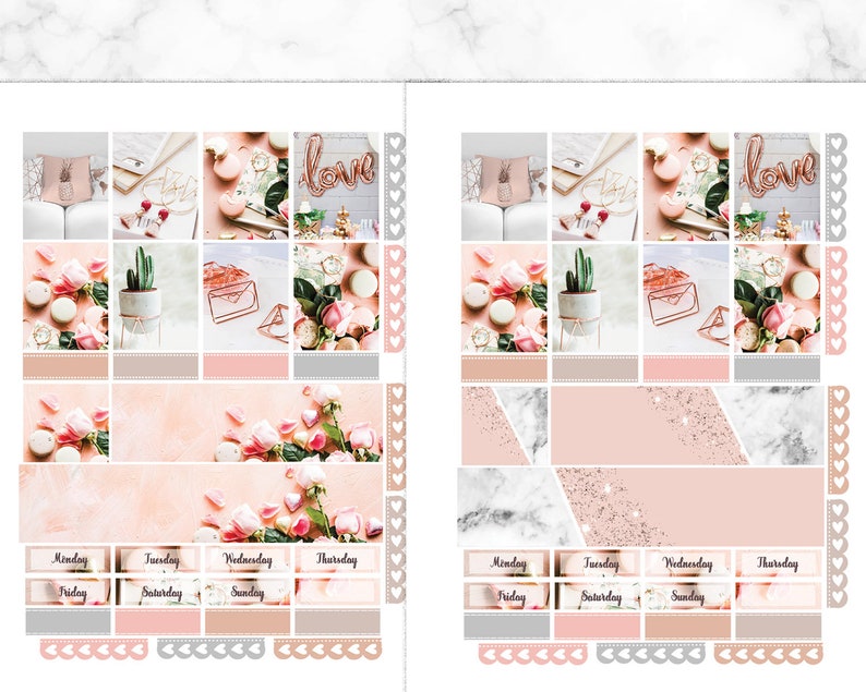 Pink Rose Gold and Marble Printable Stickers for Erin Condren - Etsy