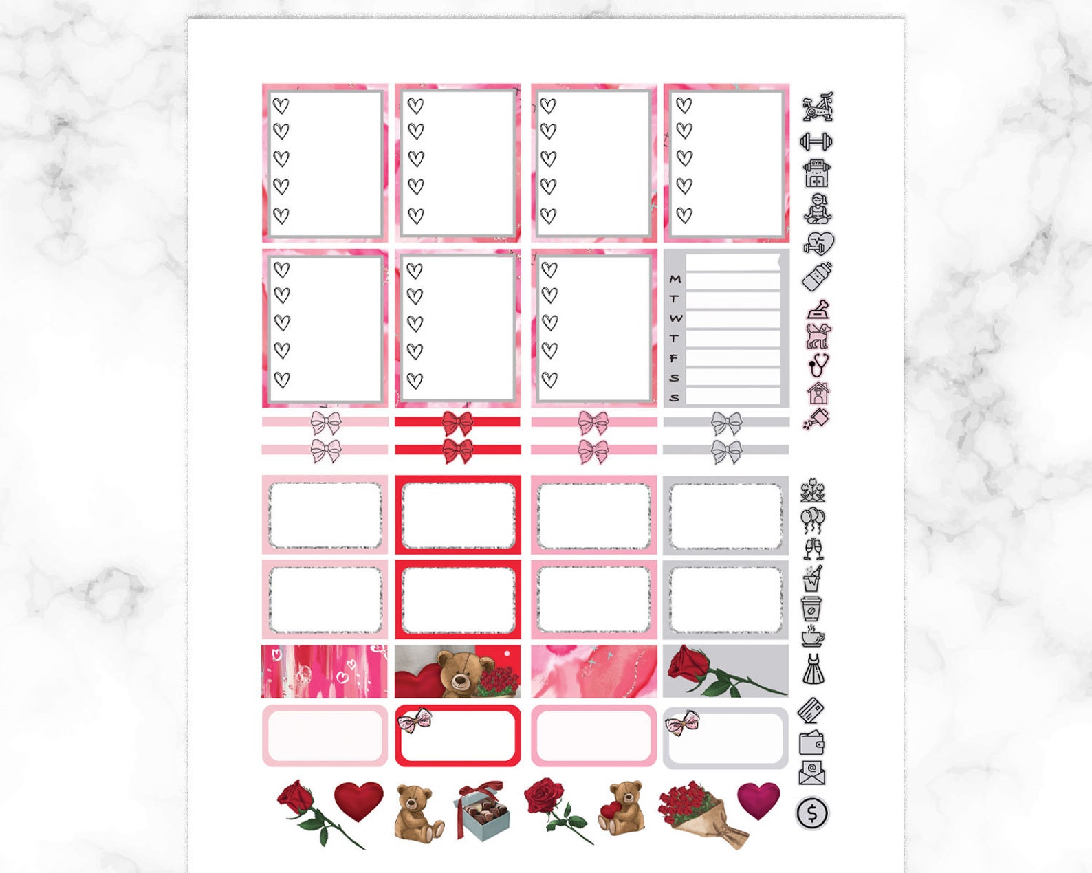 Printable Erin Condren Weekly Planner Kit, Valentines Day, DIY Planner ...