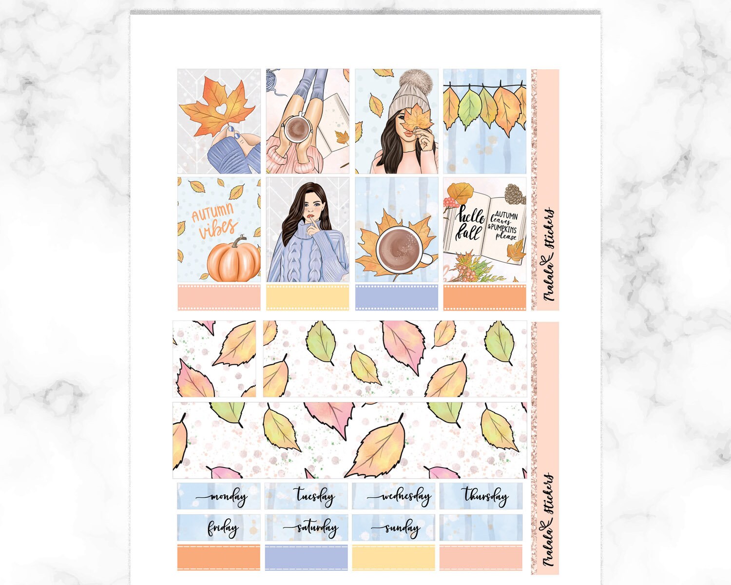 Fall Leaves Printable Planner Stickers Erin Condren Printable | Etsy