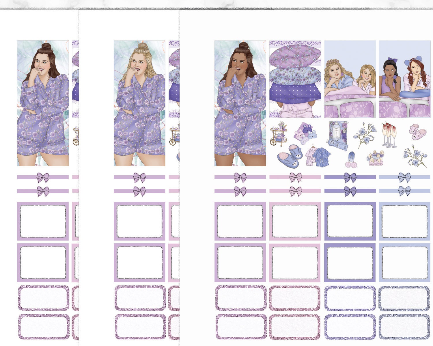 Sleepover Printable Sticker Kit Slumber Party Weekly Set - Etsy