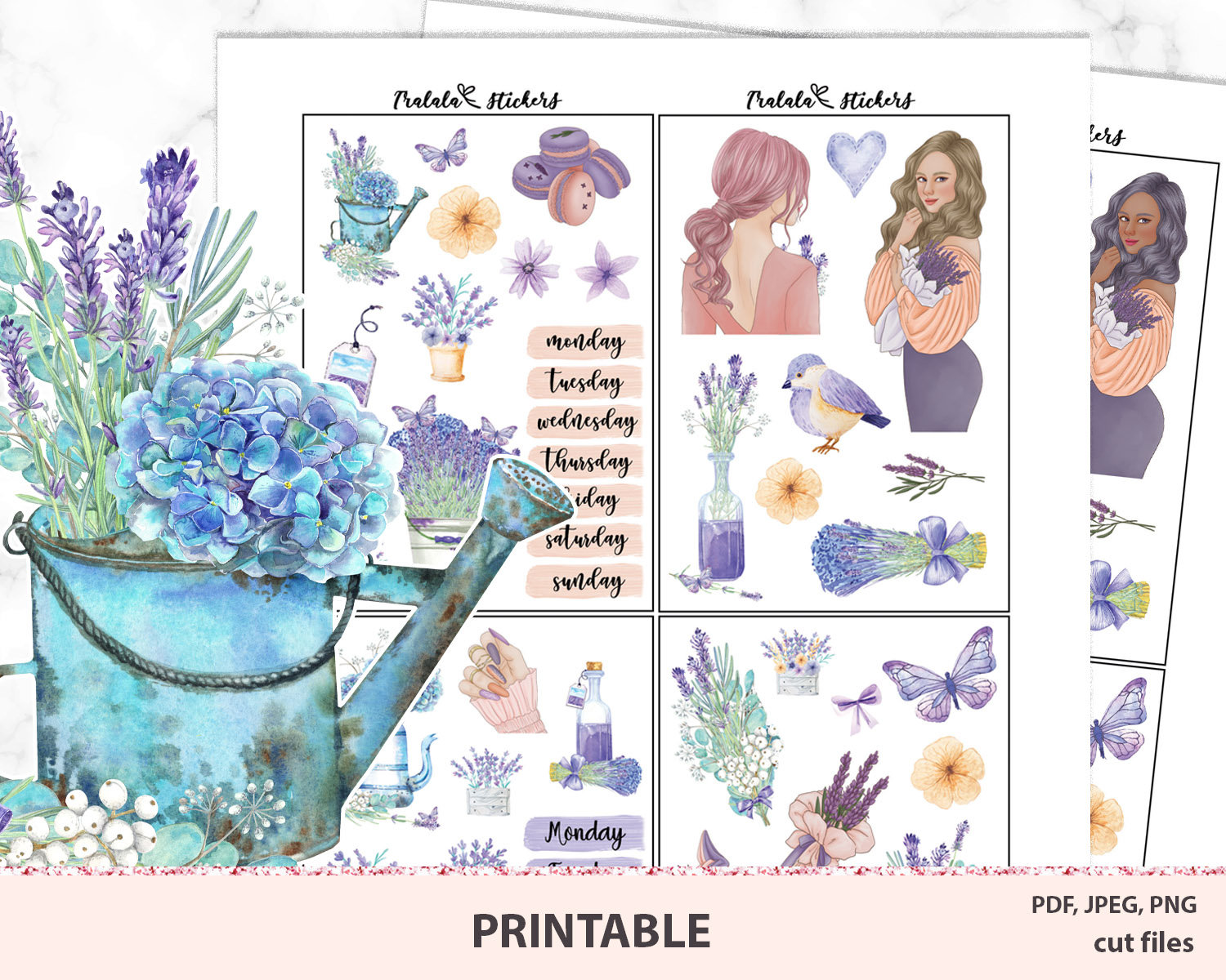 Journal Printable Stickers Blue and Purple Flowers - Etsy