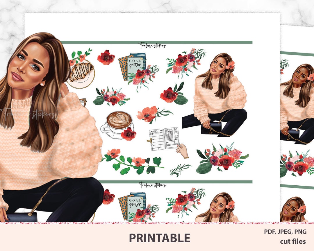 Fall Fashion Deco Printable Planner Stickers Pumpkin Season Decorative ...