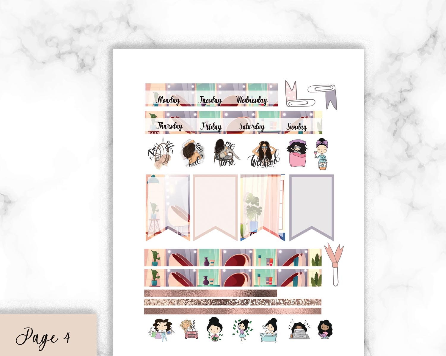 Me Time Happy Planner Stickers Printable MAMBI Weekly Agenda - Etsy