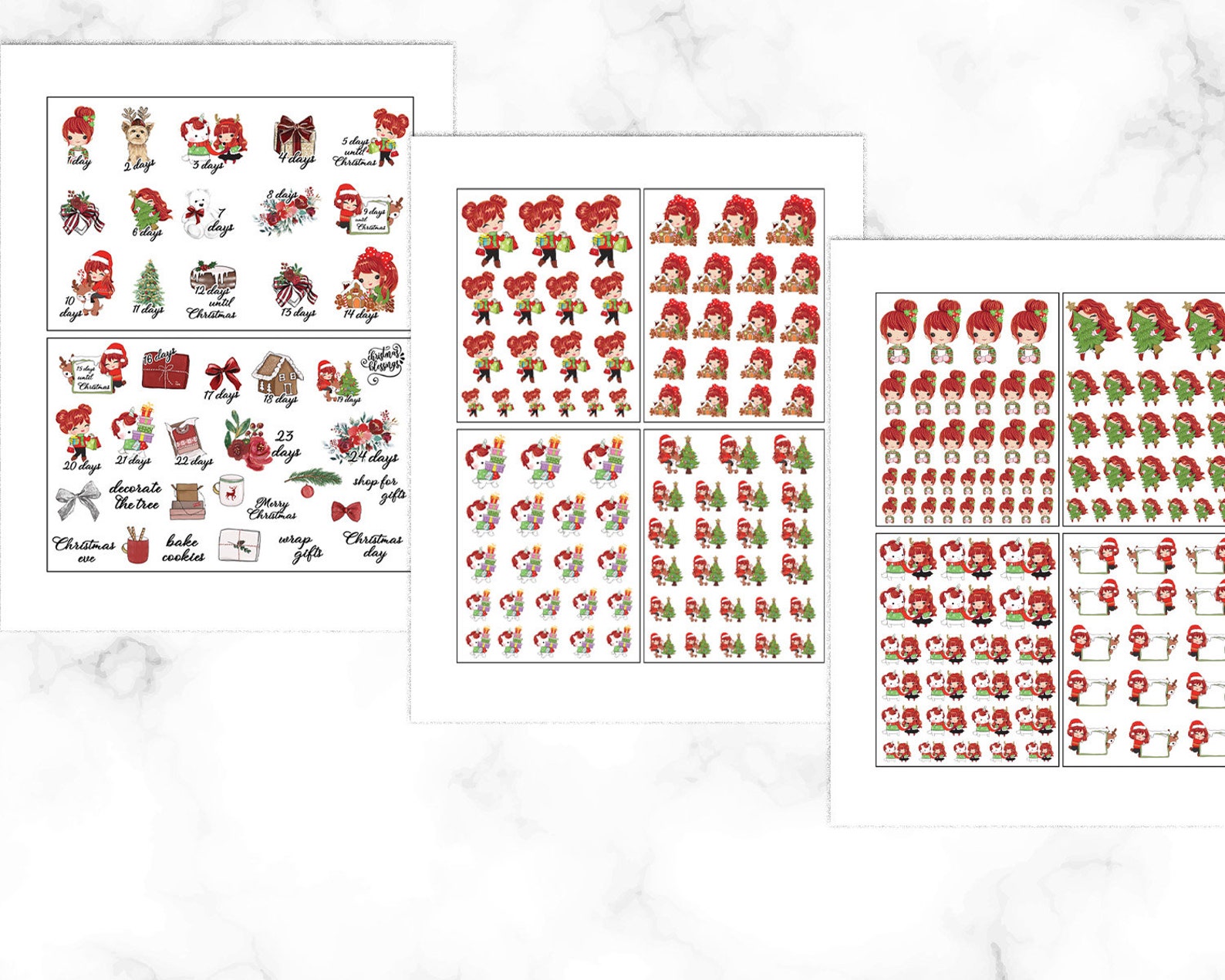 Christmas Countdown Planner Stickers Printable Xmas Printable | Etsy