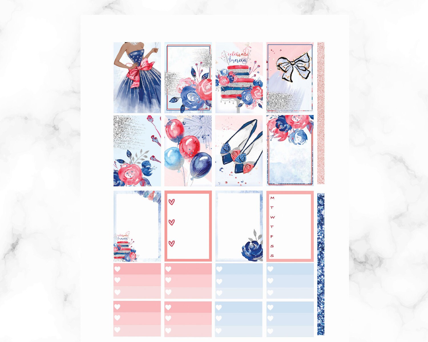 Independence day Happy Planner 4th of july Planner Stickers ...