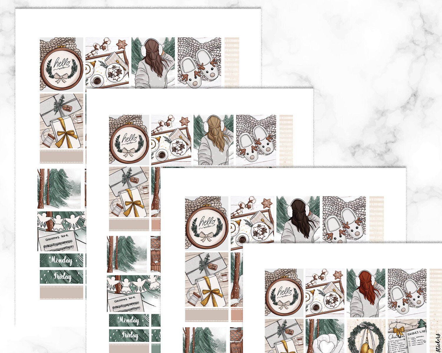 Winter Wonderland Erin Condren Planner Stickers Printable Snowing ...
