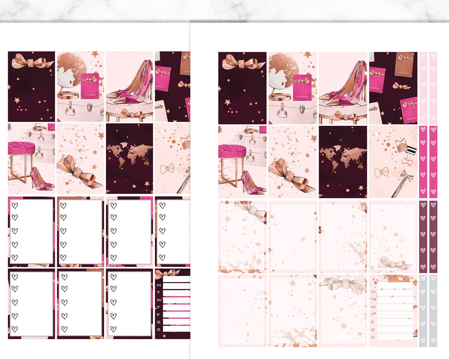 Rose gold Happy planner stickers printable MAMBI classic | Etsy