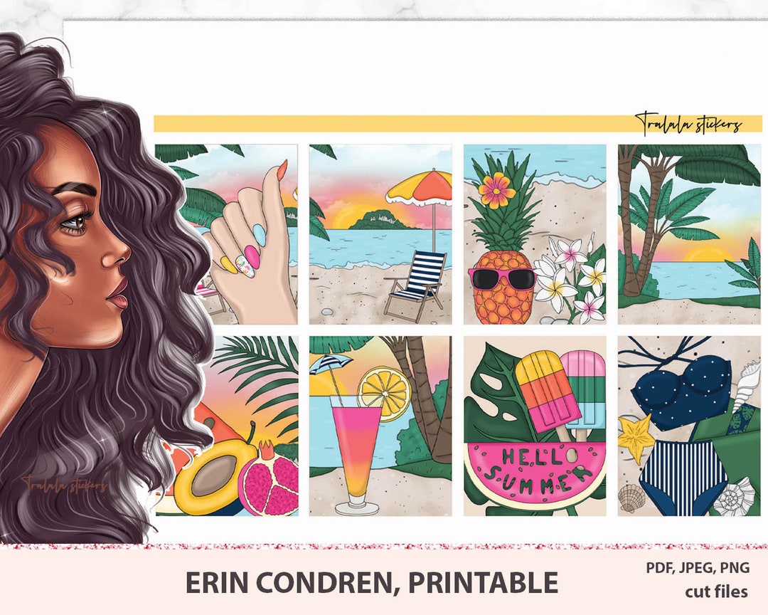 Erin Condren Planner Stickers Printable, Tropical Weekly Kit, Printable ...