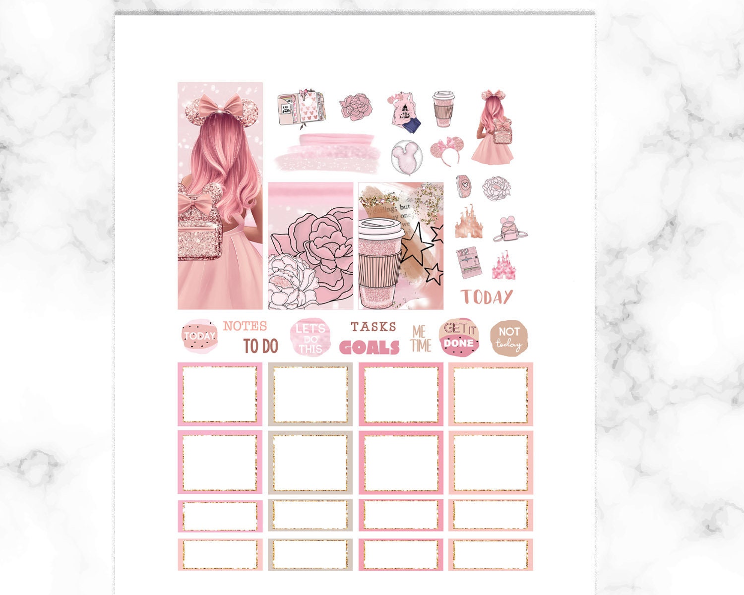 Weekly Sticker Kit Printable Happy Planner Stickers Pink | Etsy